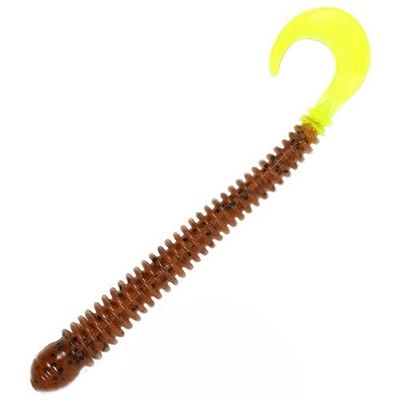 Ring Worm 4" Pumpkin Chartreuse Tail Soft Plastic Bait - Whack Em ...